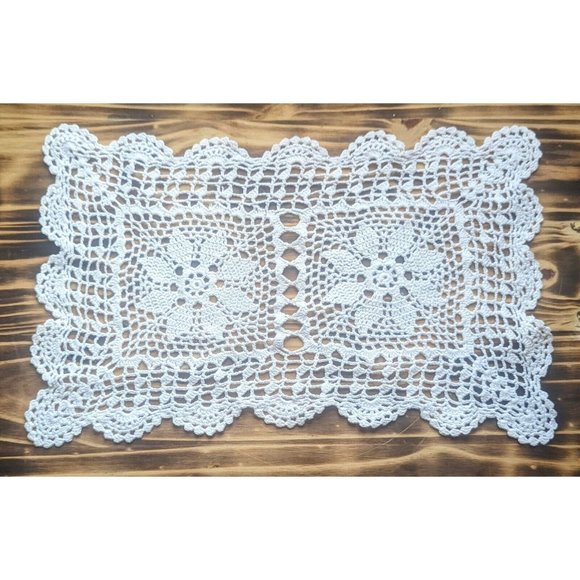 Handmade | Other | Vintage Rectangular Crocheted Table Scarf Doily ...